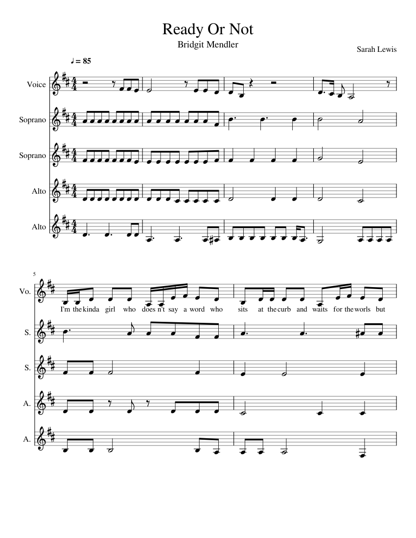 Ready Or Not Sheet music for Soprano, Alto, Vocals (Choral) | Musescore.com