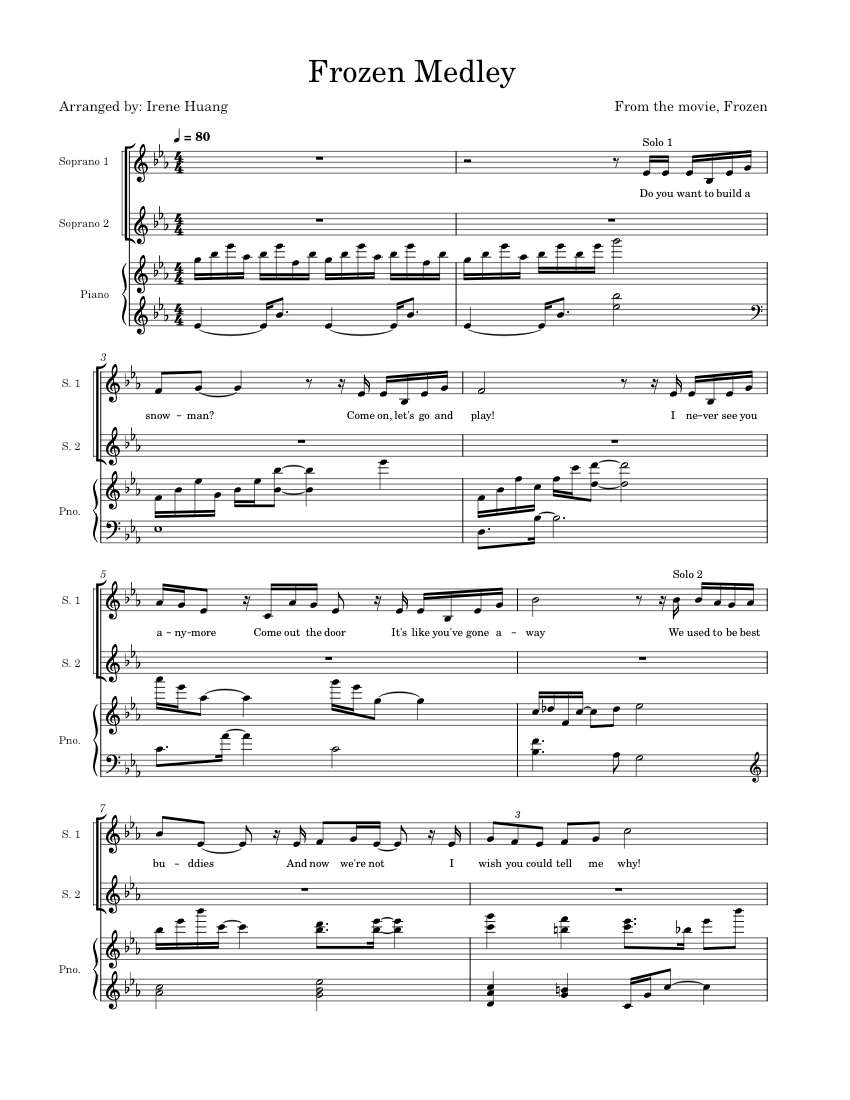 Frozen Medley Sheet music for Piano, Soprano (Choral) | Musescore.com
