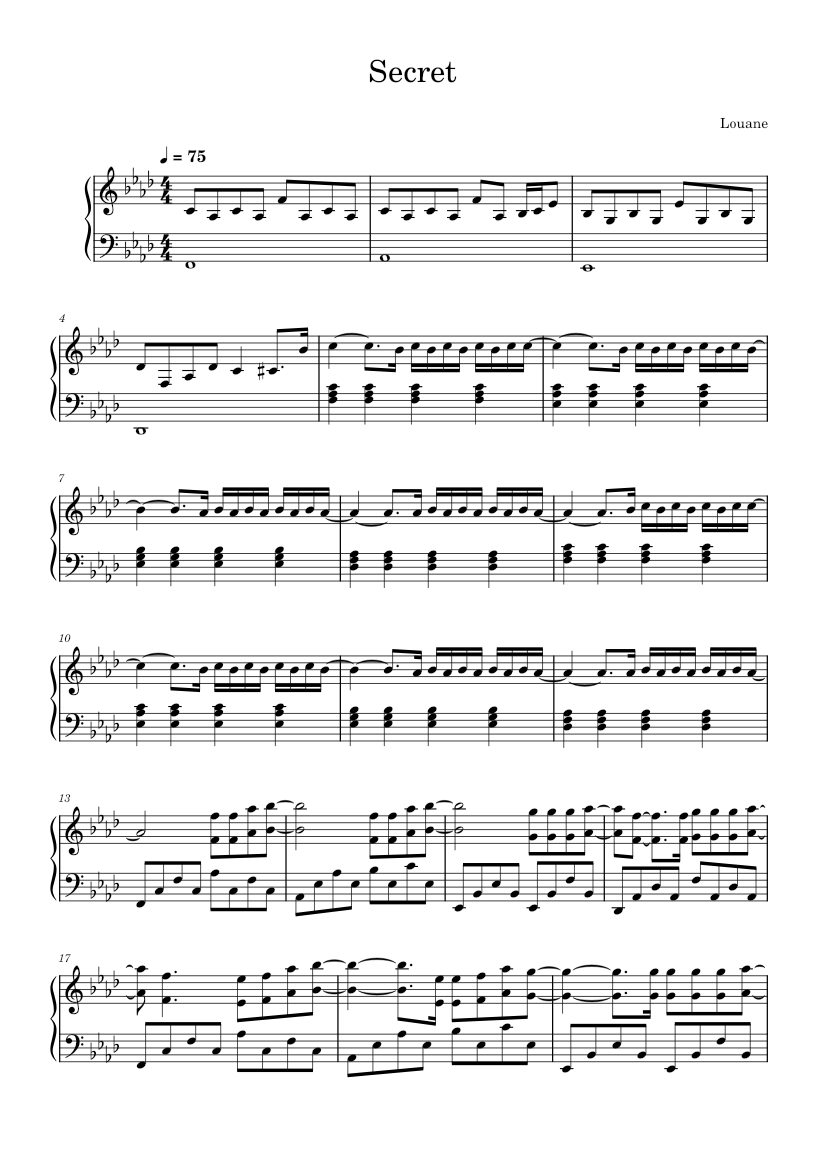 Secret – Louane Sheet Music for Piano (Solo) | MuseScore.com