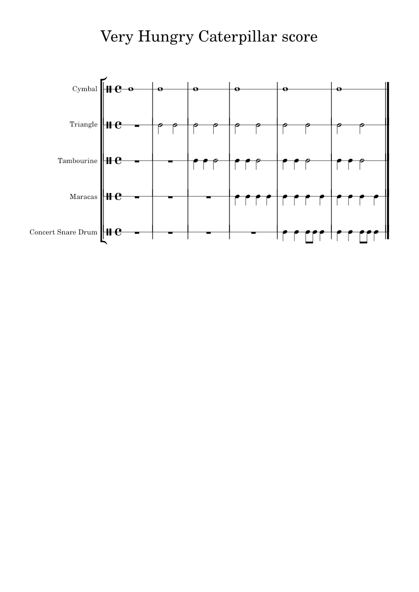 Very Hungry Caterpillar score Sheet Music for Tambourine, Snare drum ...