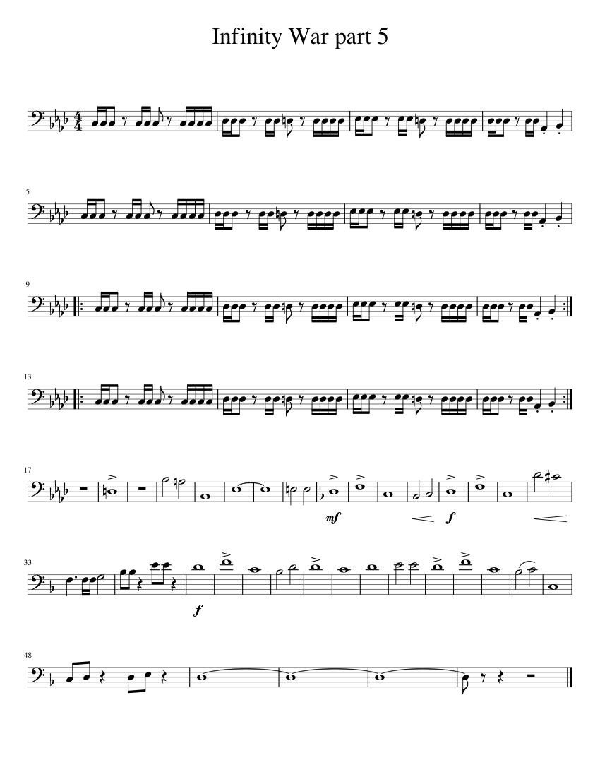 Infinity War part 5 Sheet music for Trombone (Solo) | Musescore.com