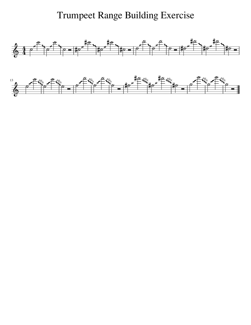 Trumpeet Range Building Exercise Sheet music for Trumpet in b-flat ...