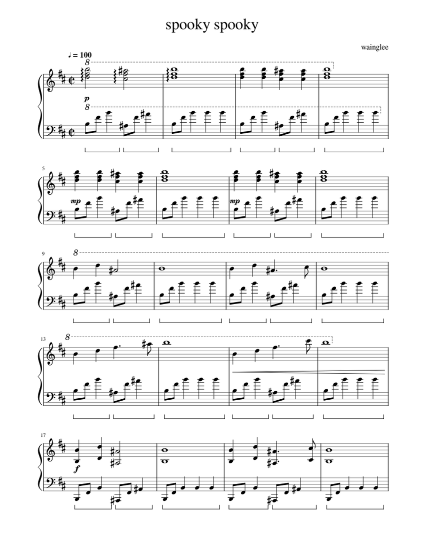 spooky spooky Sheet music for Piano (Solo) Easy | Musescore.com