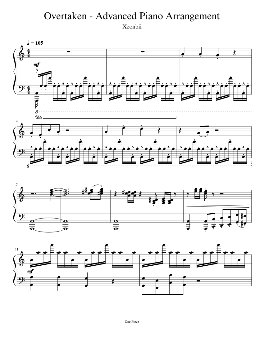 Overtaken - Hard Version Sheet music for Piano (Solo) | Musescore.com