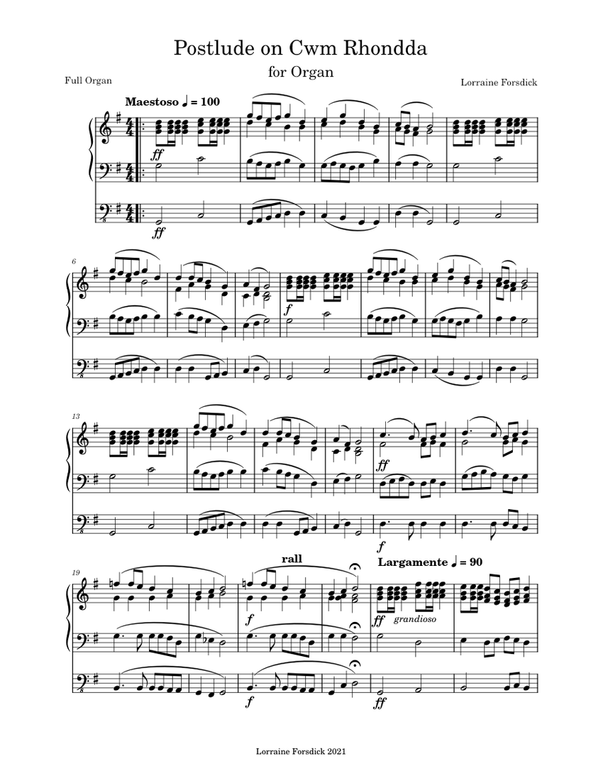 Postlude on Cwm Rhondda Sheet music for Organ (Solo) | Musescore.com