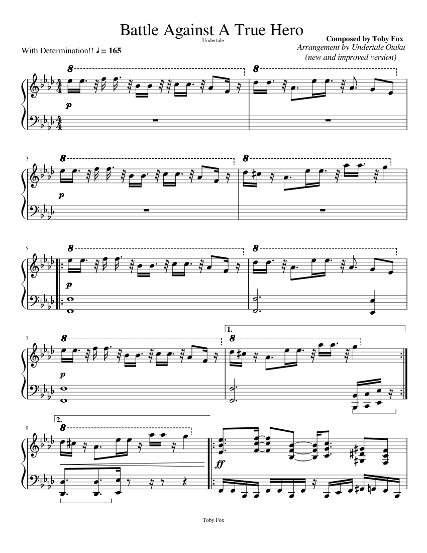 Battle Against a True Hero Sheet music for Piano (Solo) | Musescore.com
