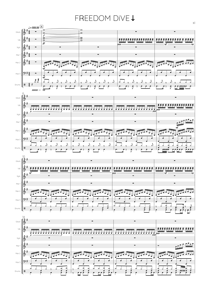 FREEDOM DiVE↓ Sheet Music for Vibraphone, Glockenspiel, Drum group ...