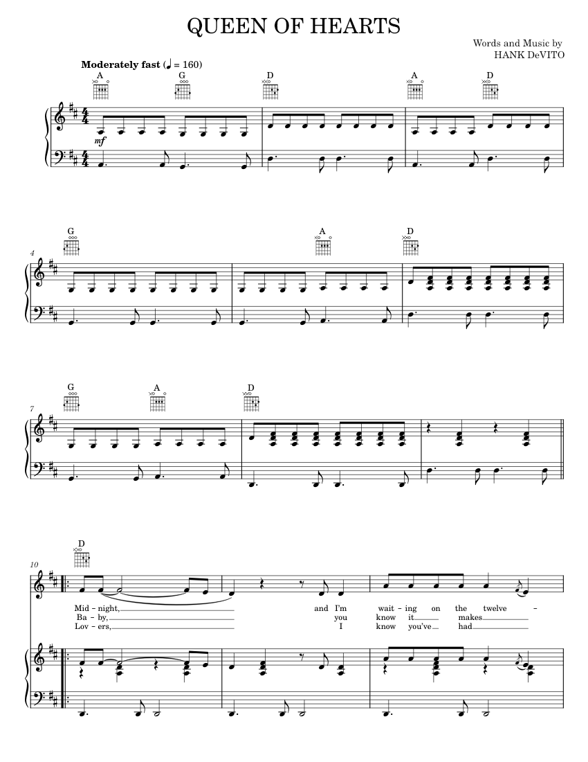 Play Official version of Queen of hearts sheet music by Juice Newton ...
