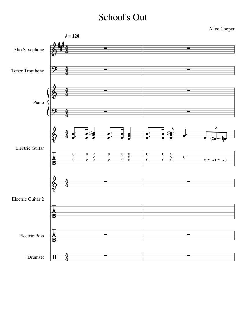 School's Out Sheet music for Piano, Trombone tenor, Saxophone alto ...