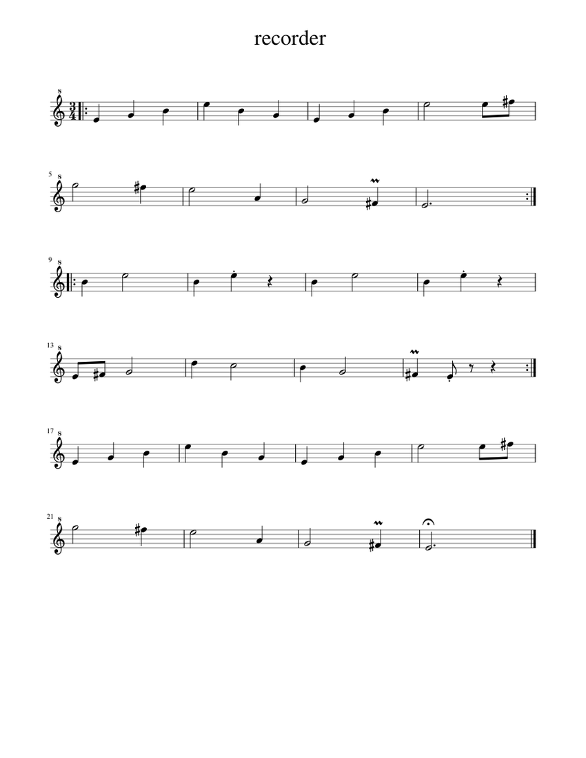 Recorder Sheet music for Recorder (Solo) | Musescore.com