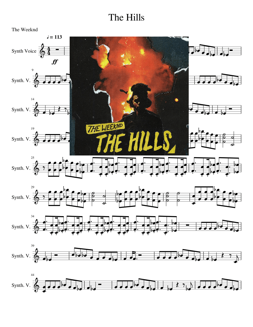 The Hills Sheet music for Piano, Harpsichord, Vocals, Guitar, Drum group, Synthesizer, Hand clap ...