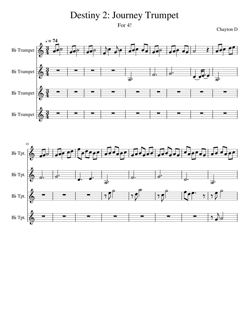 Destiny 2 Journey Trumpet Sheet music for Trumpet in b-flat (Mixed ...