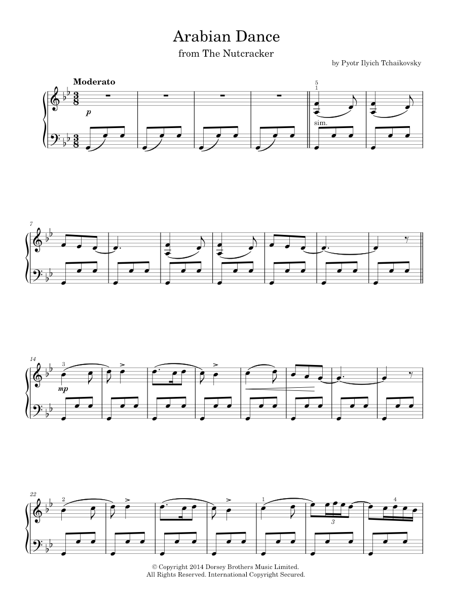 Play Official version of Arabian Dance sheet music by Pyotr Ilyich ...
