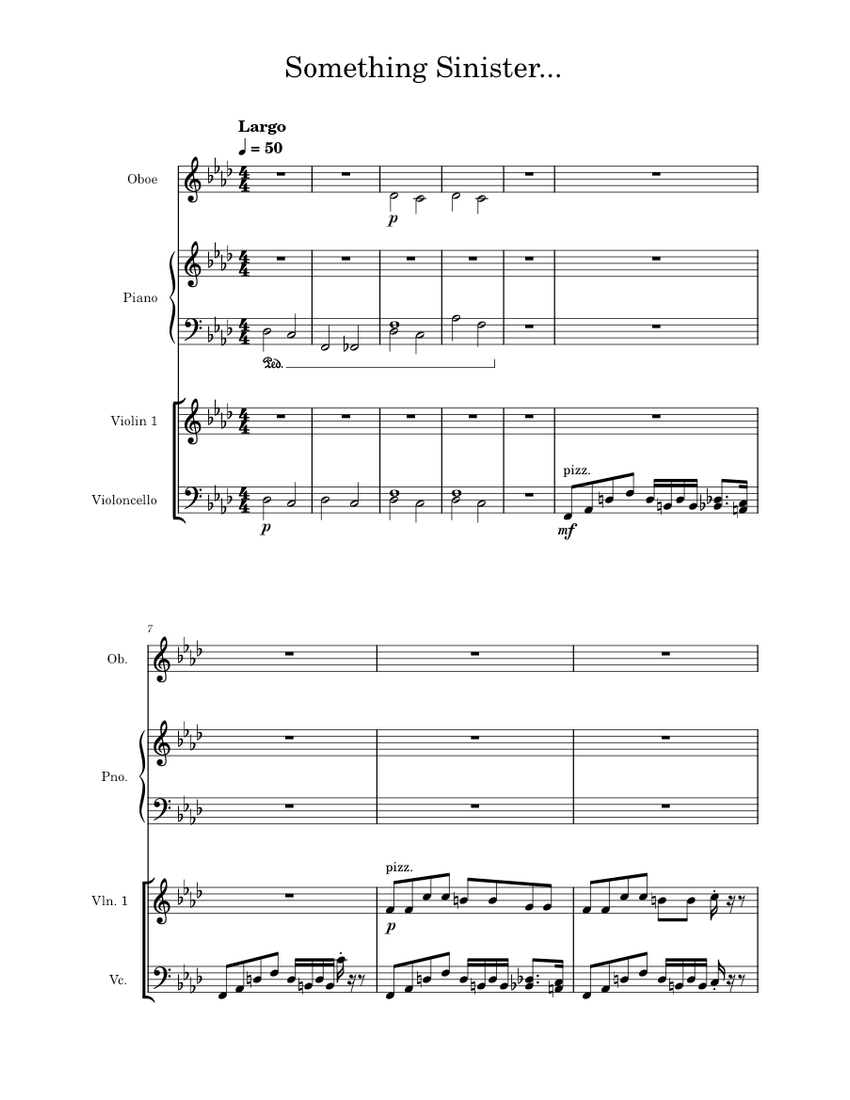 Something Sinister Sheet music for Piano, Oboe, Violin, Cello (Mixed ...