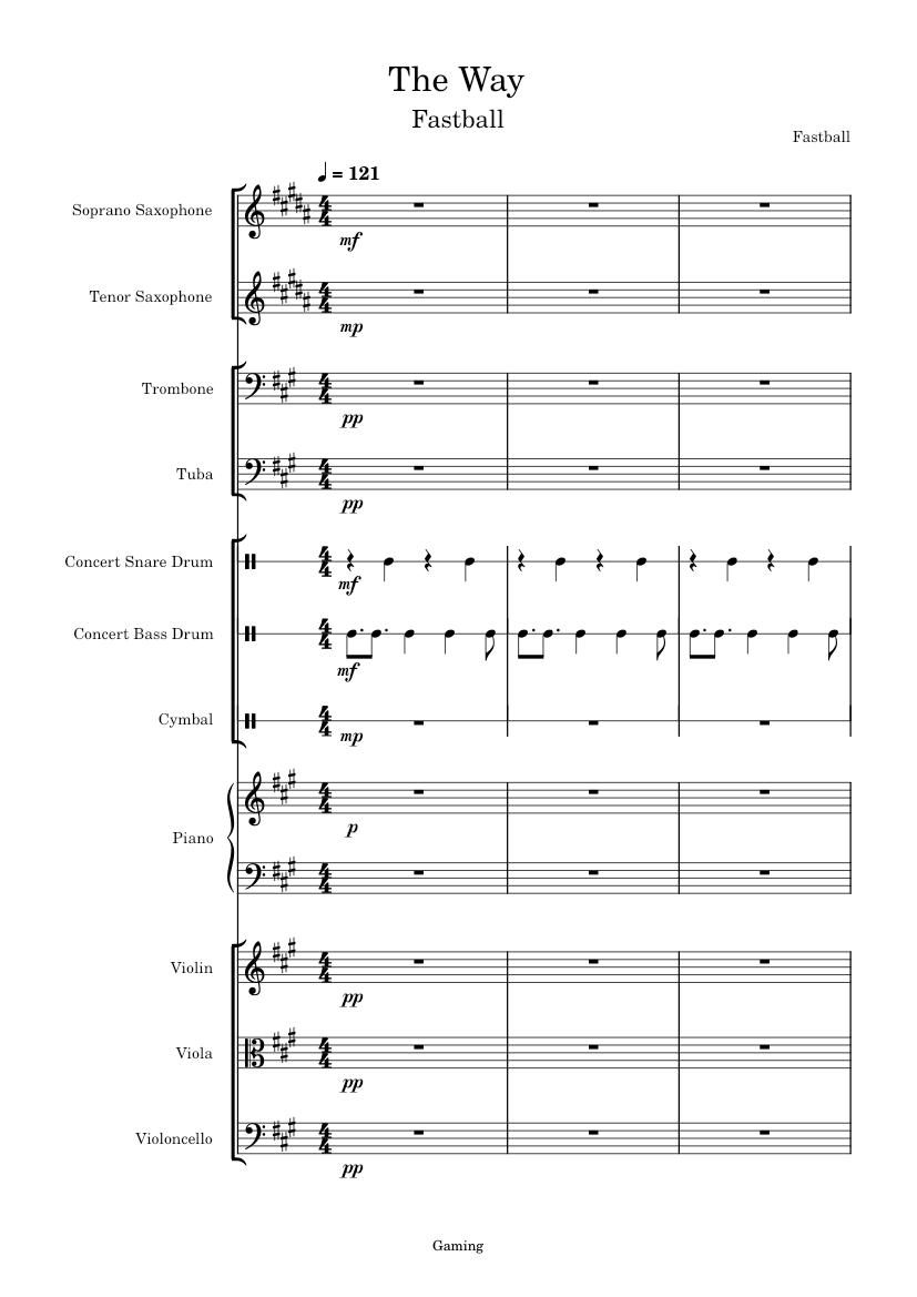 The way – Fastball Sheet Music for Piano, Trombone, Tuba, Saxophone ...