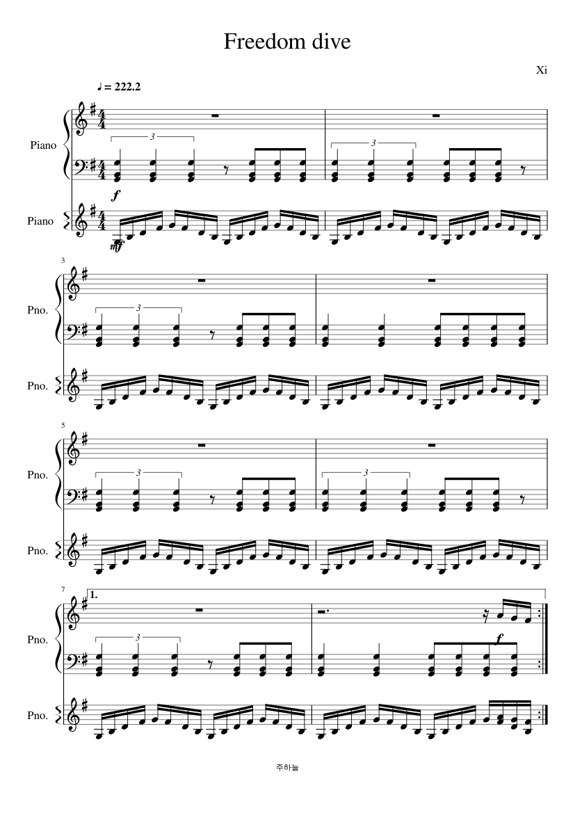 Freedom dive Sheet music for Piano (Piano Duo) | Musescore.com