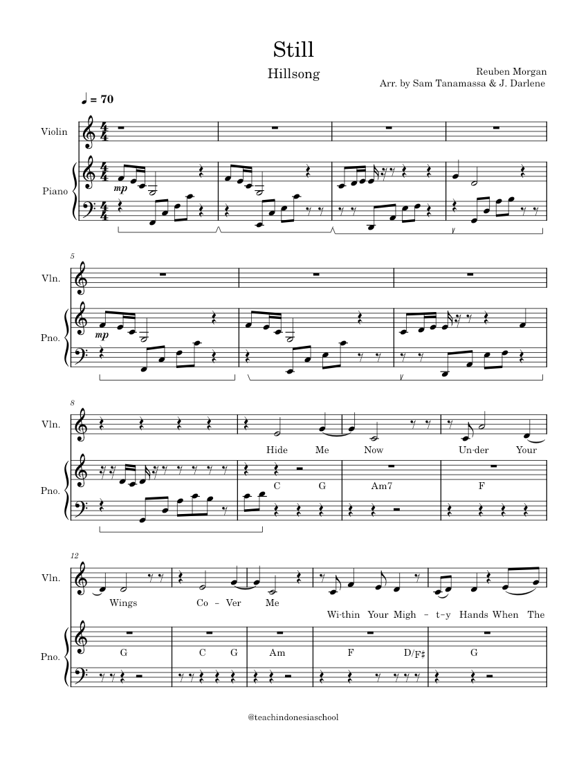 Descansarei (Still) Hillsong – Reuben Morgan Sheet Music for Piano ...