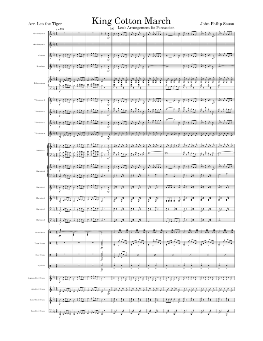 Arrangement: King Cotton – John Philip Sousa Sheet music for Vibraphone ...