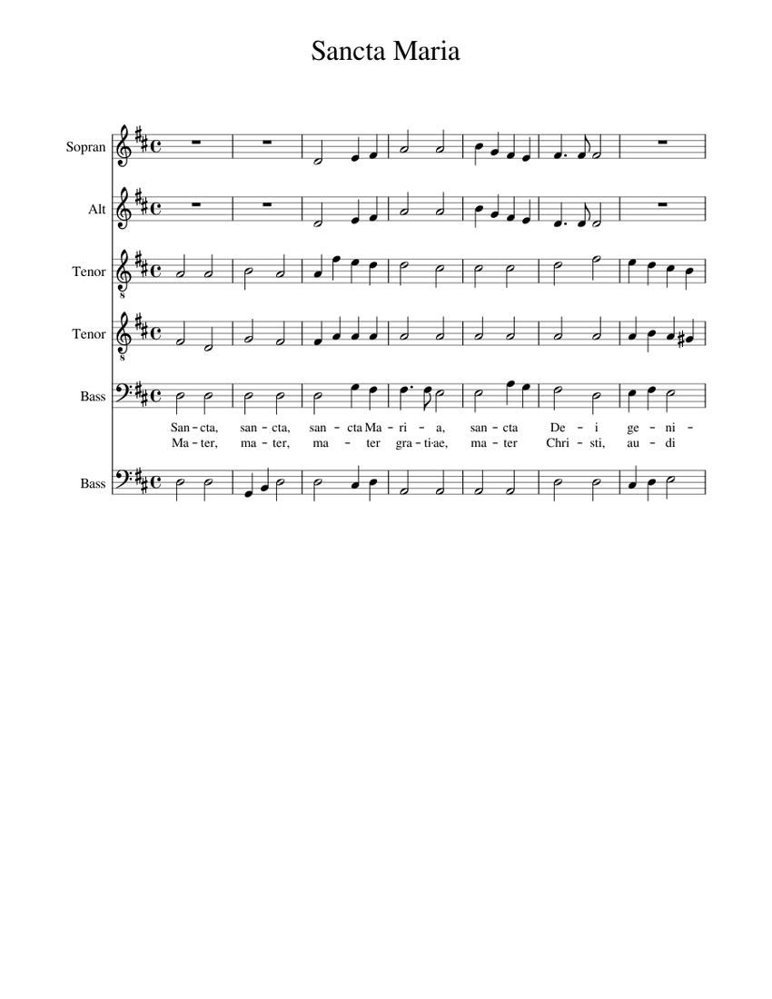 Sancta Maria Sheet music for Soprano, Alto, Tenor, Bass voice (Choral ...