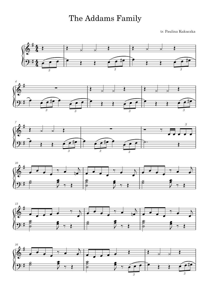The Addams Family Sheet Music for Piano (Solo) Easy | MuseScore.com