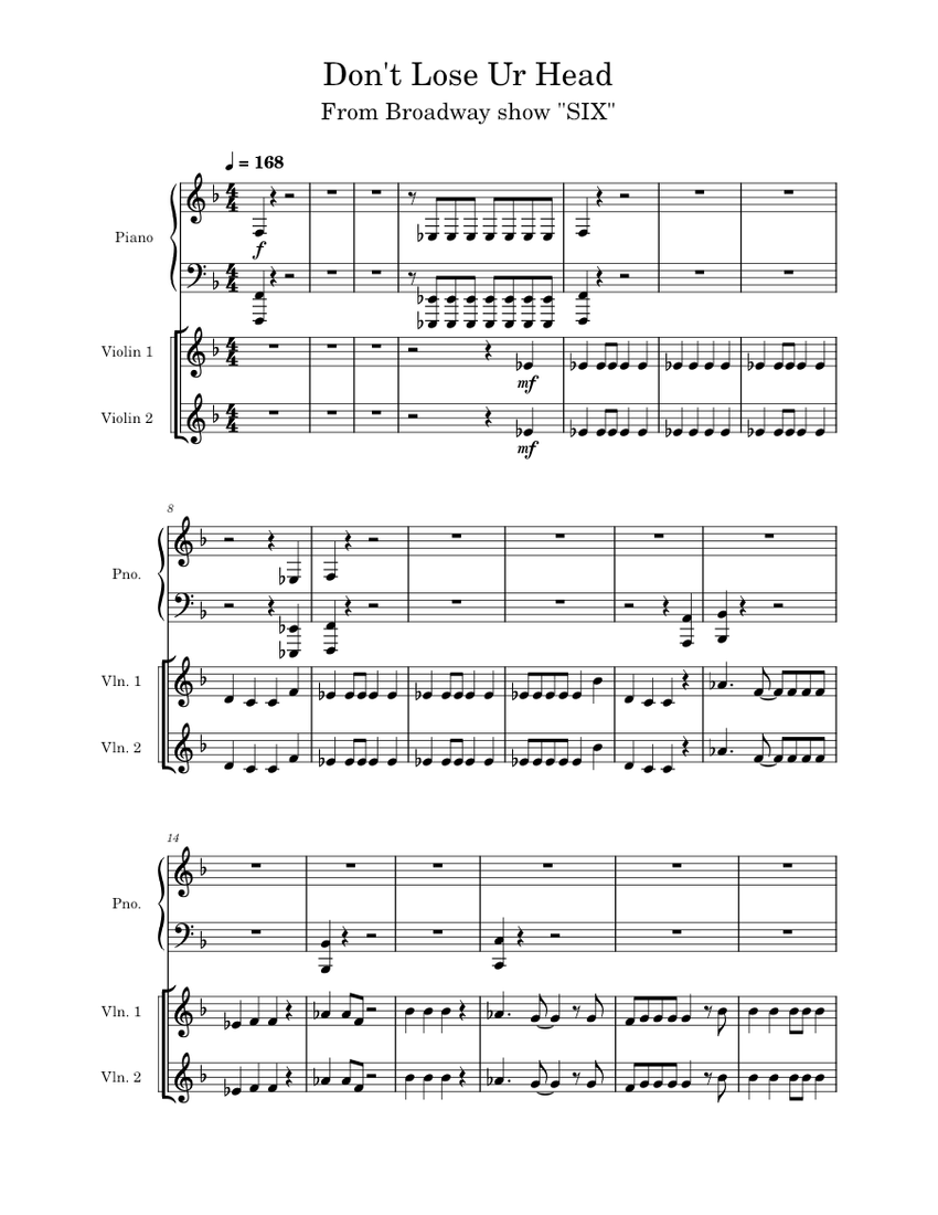 Don't Lose Ur Head – SIX, Christina Modestou Don't Lose Ur Head Sheet ...