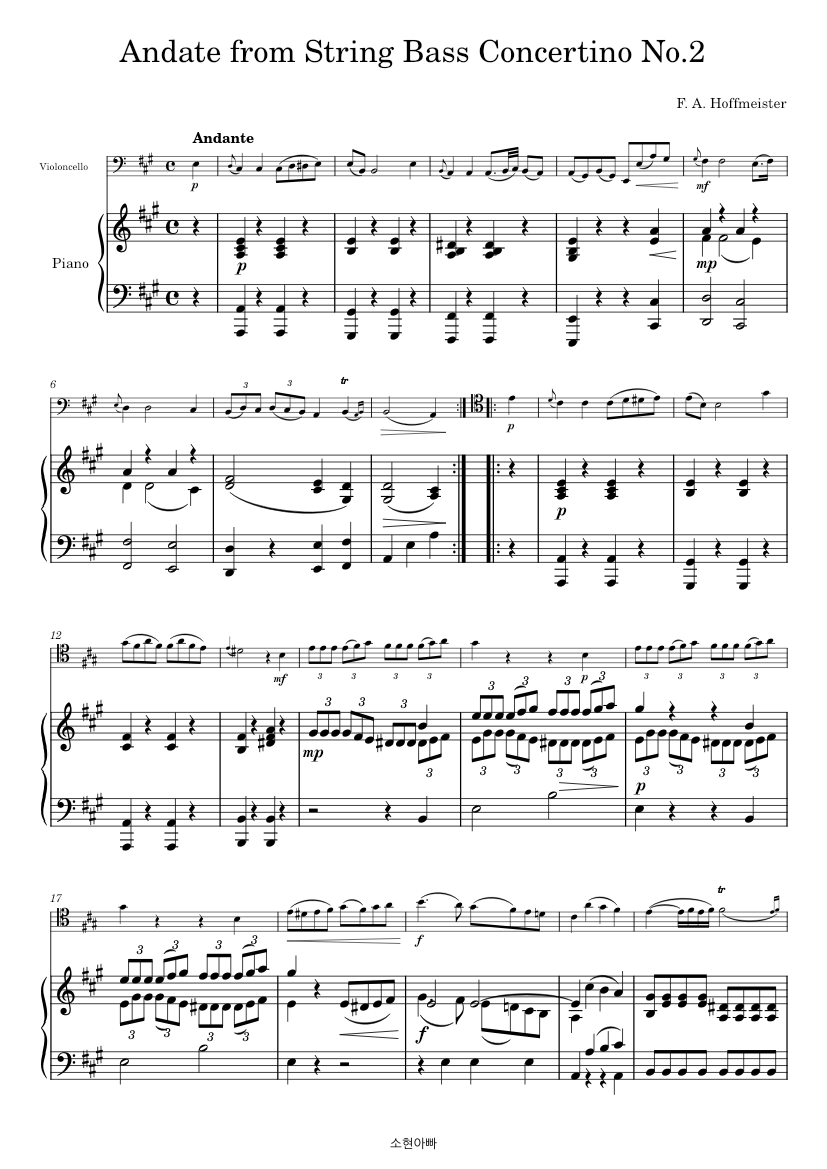 Andate_from_String_Bass_Concertino_No.2-Vc Sheet music for Piano, Cello (Solo) | Musescore.com