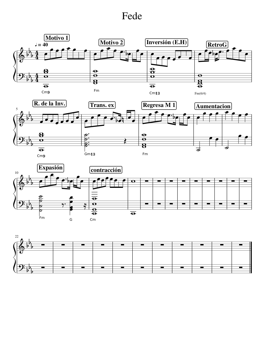 Fede Sheet music for Piano (Solo) | Musescore.com