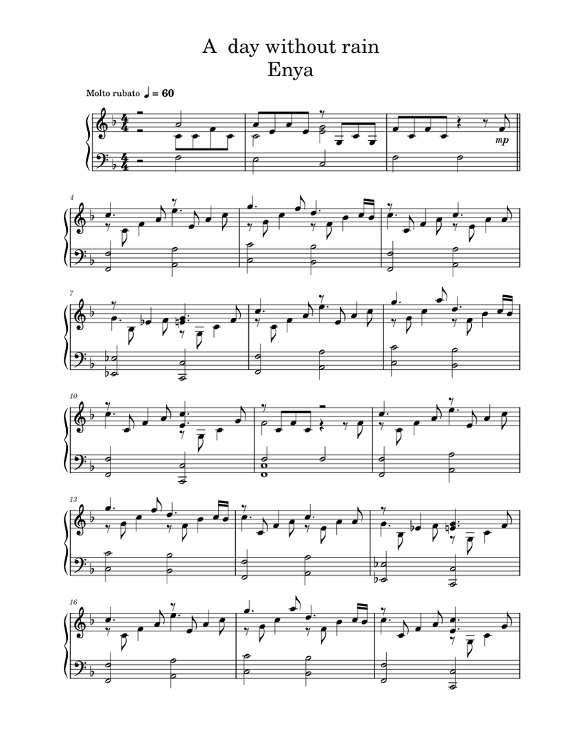 A day without rain – Enya a day without rain Sheet music for Piano ...