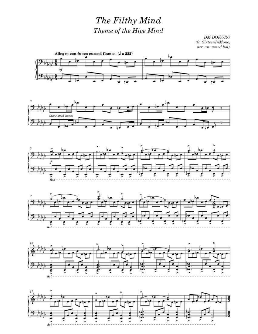 Calamity Mod OST | DM DOKURO (ft. SixteenInMono) - The Filthy Mind | Piano solo Sheet music for ...