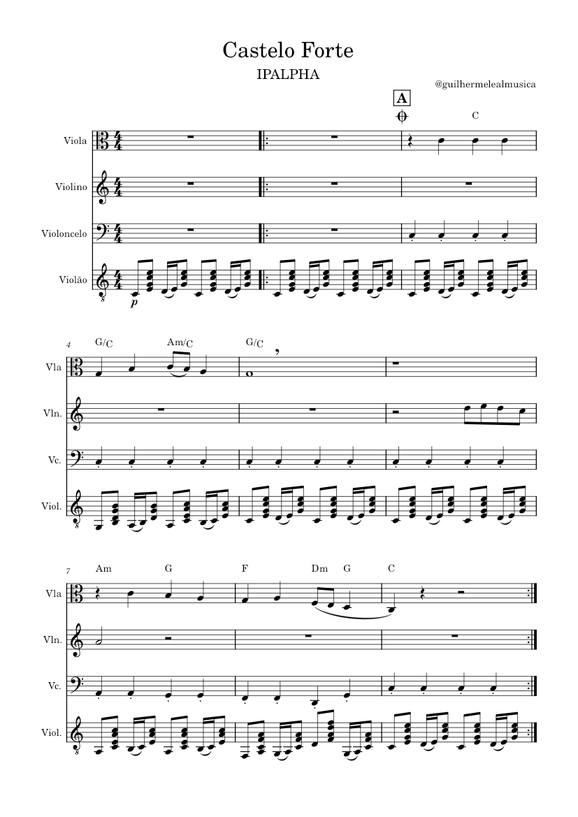 Castelo Forte - IPALPHA Sheet Music for Violin, Viola, Cello, Guitar ...