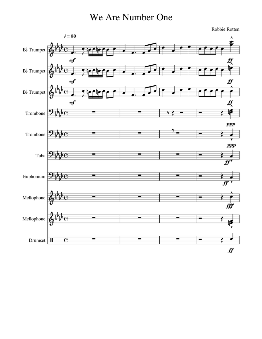We are Number One Stand Loop Sheet music for Trombone, Euphonium, Tuba ...