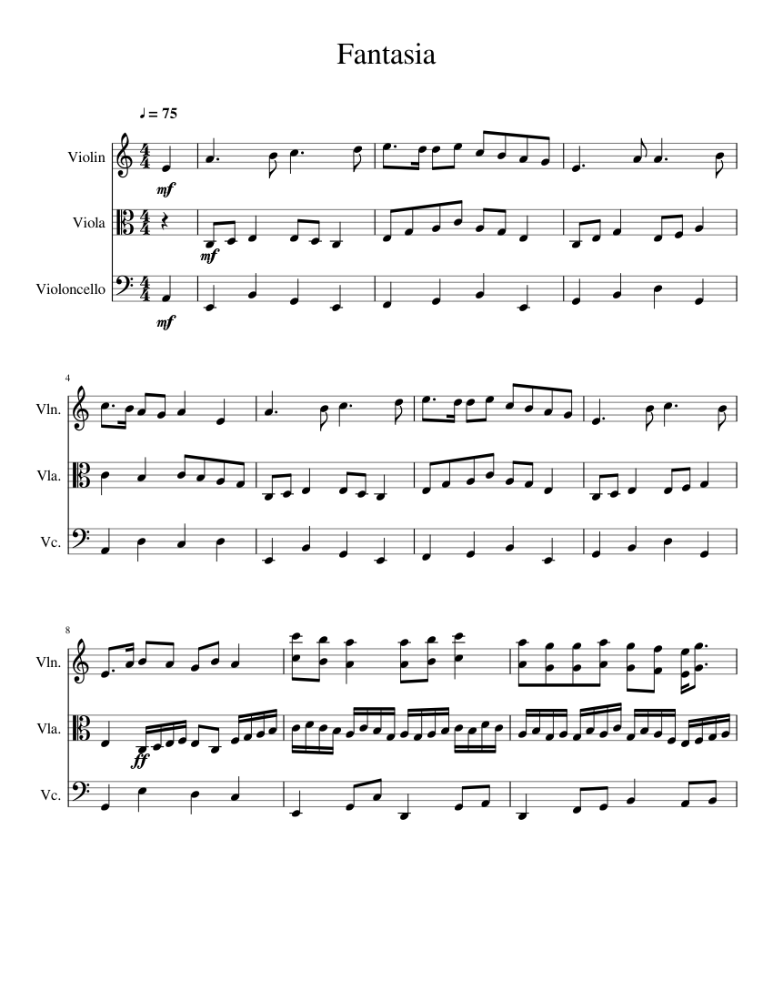 Fantasia Sheet music for Violin, Cello, Viola (String Trio) | Musescore.com