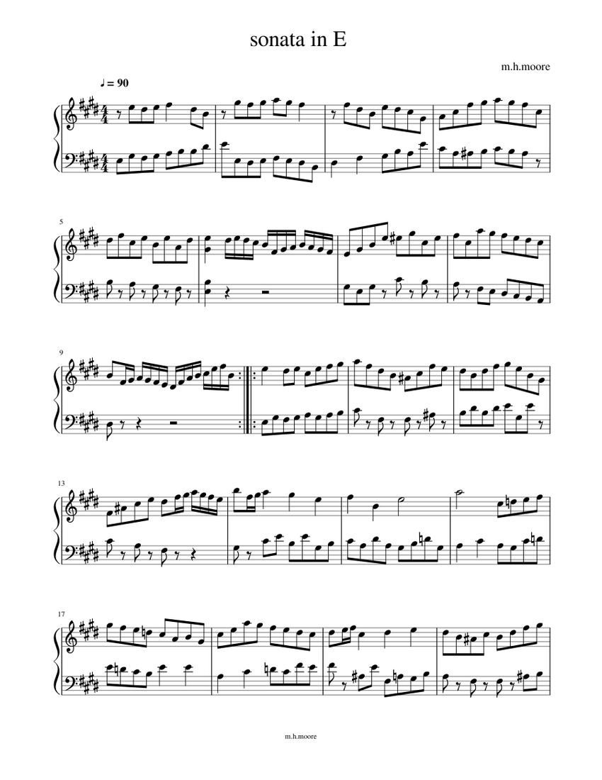 sonata in E Sheet music for Piano (Solo) | Musescore.com