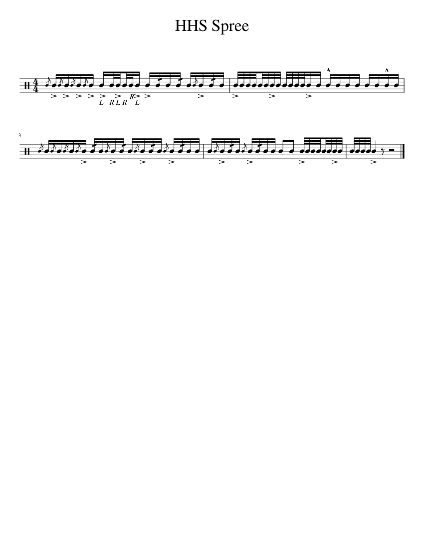 HHS Spree Sheet music for Snare drum (Solo) | Musescore.com