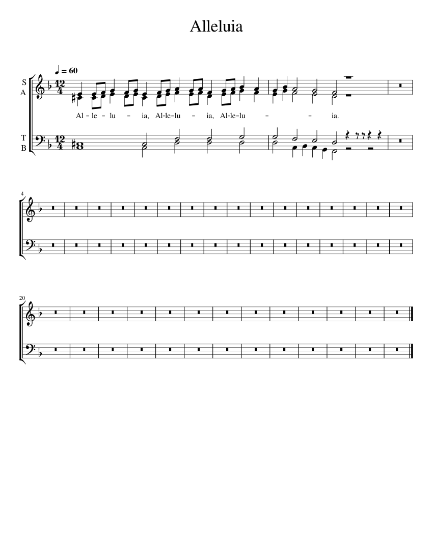 Alleluia Sheet music for Female, Male (Choral) | Musescore.com