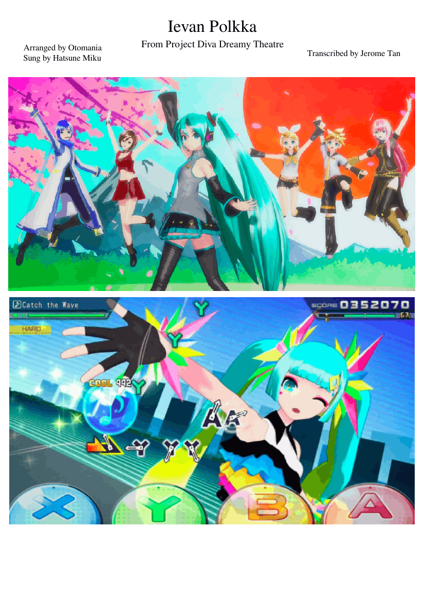 【Hatsune Miku: Project Diva OST】【Ievan Polkka】 Sheet Music for Flute ...