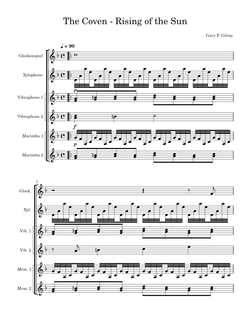 The Coven - Rising of the Sun Sheet music for Vibraphone, Glockenspiel, Marimba, Xylophone ...