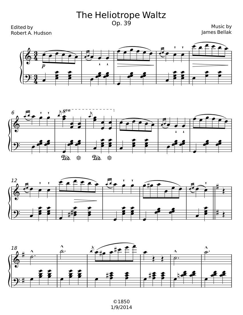 The Heliotrope Waltz, Op.39 - James Bellak Sheet music for Piano (Piano ...