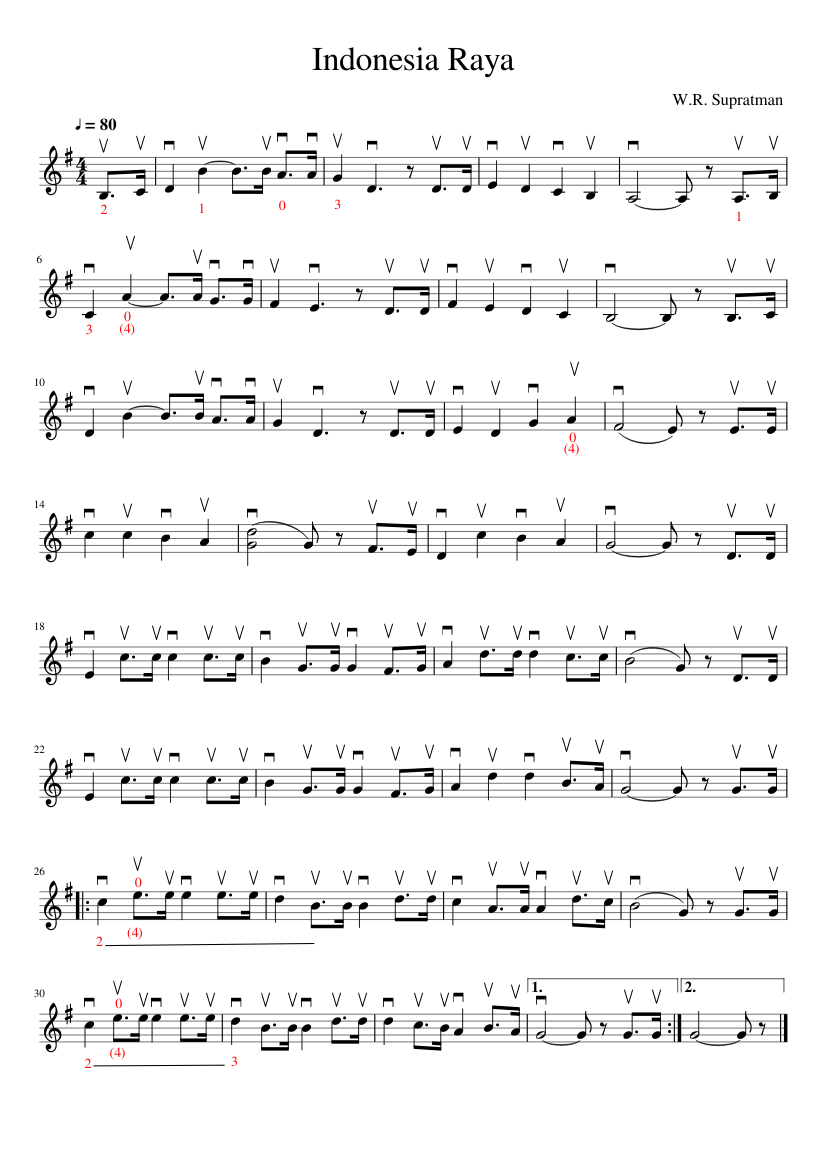 Indonesia Raya Sheet Music for Violin (Solo) | MuseScore.com
