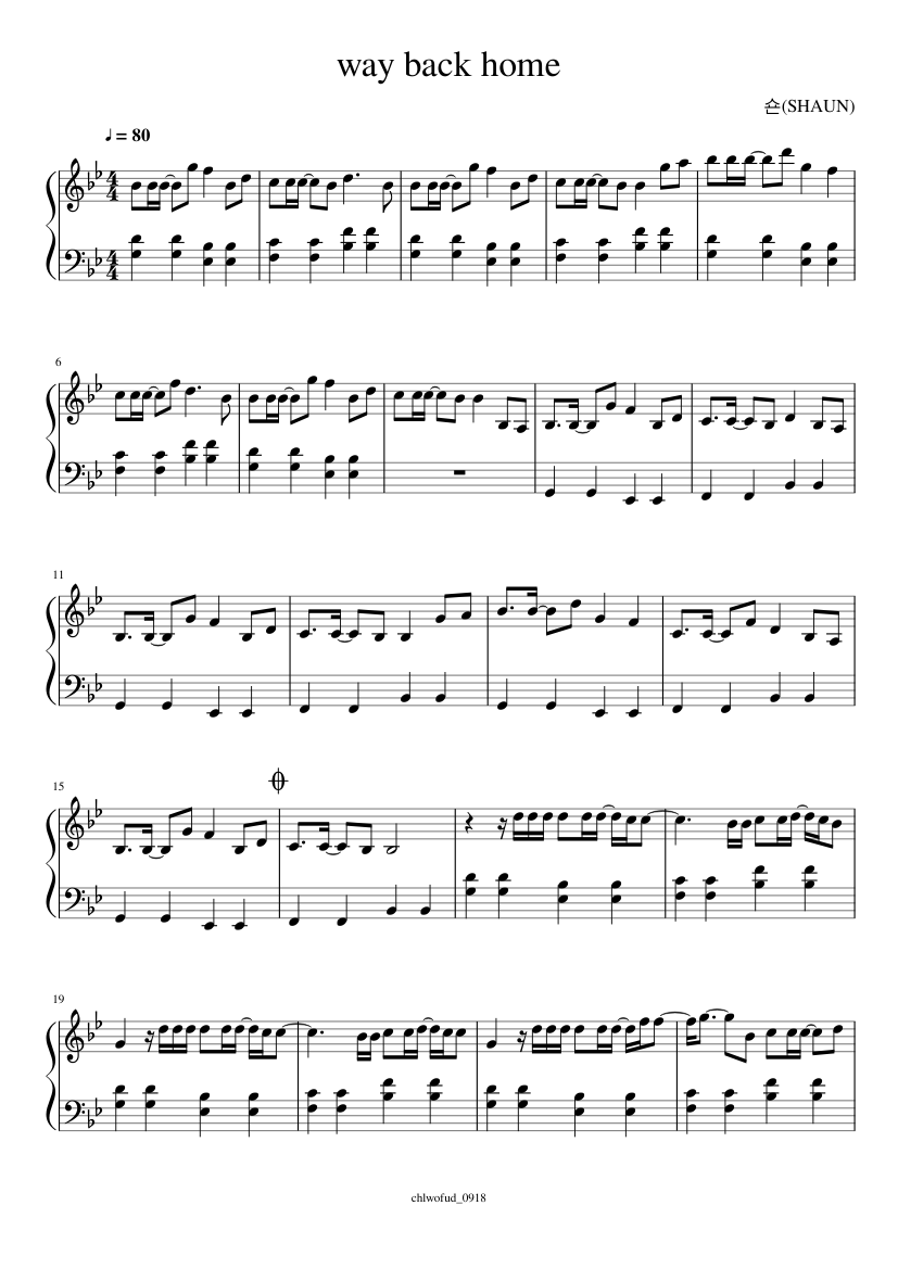 way back home Sheet Music for Piano (Solo) Easy | MuseScore.com
