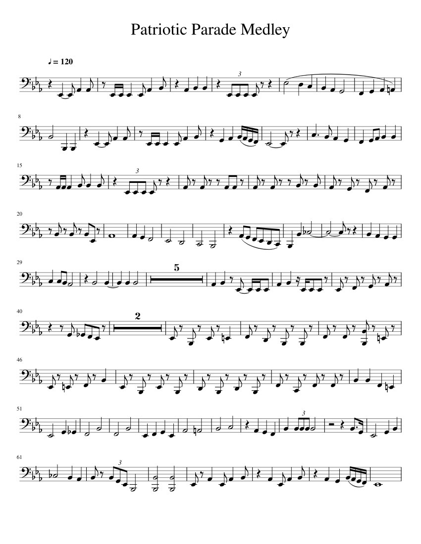 Patriotic Parade Medley Sheet music for Tuba (Solo) | Musescore.com