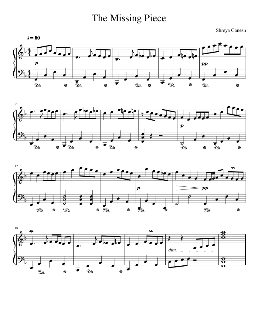 The Missing Piece Sheet music for Piano (Solo) | Musescore.com