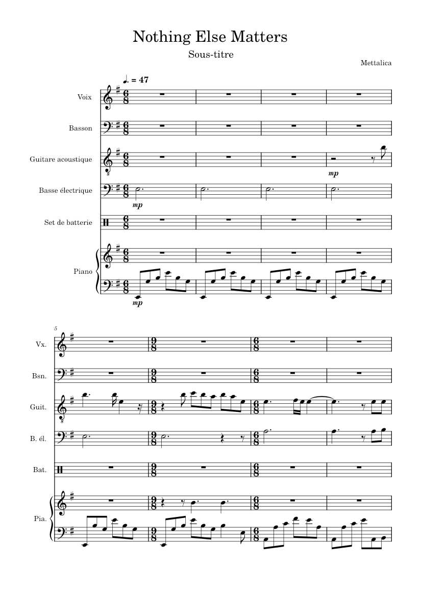 Nothing else matters – Metallica Nothing else matters Sheet music for ...