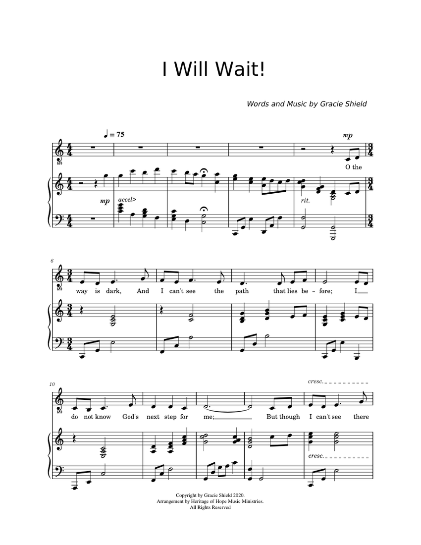 I Will Wait! Sheet music for Piano, Vocals (Solo) | Musescore.com