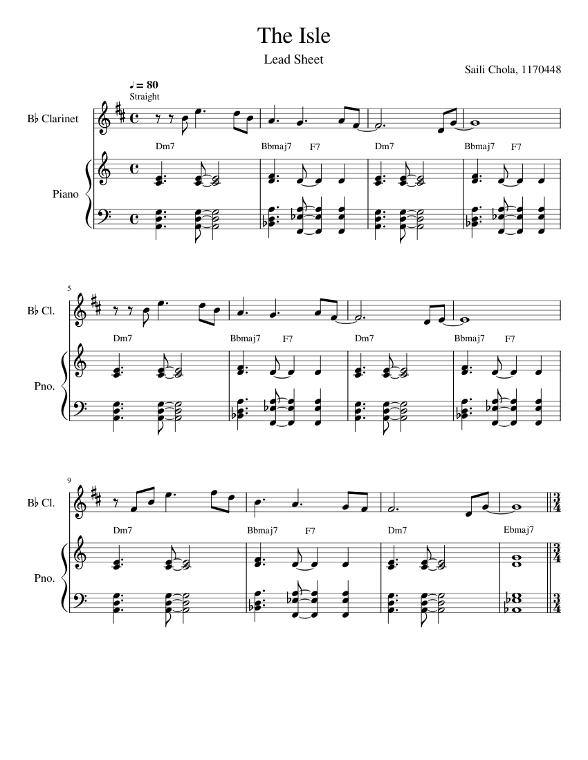The Isle Sheet music for Piano, Clarinet (In B Flat) (Solo) | Musescore.com