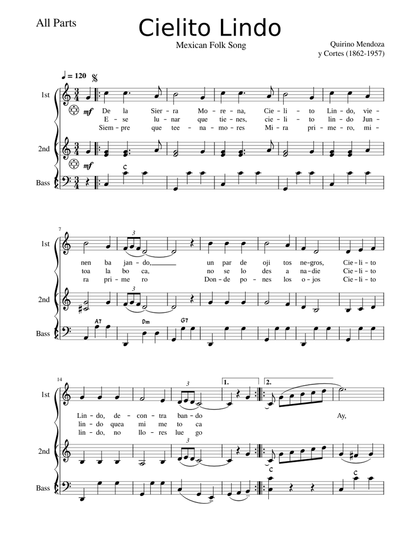 Cielito lindo – Misc Traditional Sheet music for Accordion (Piano Trio) | Musescore.com