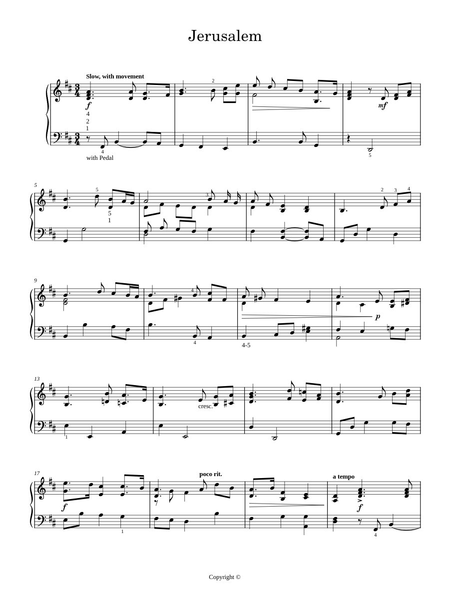 Play Official version of Jerusalem Sheet Music by Charles Hubert ...