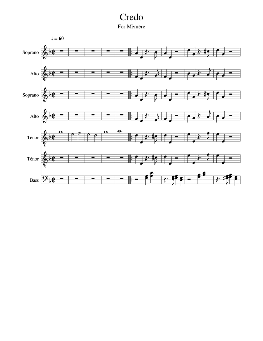 Credo Sheet music for Soprano, Alto, Tenor, Bass voice (Choral ...