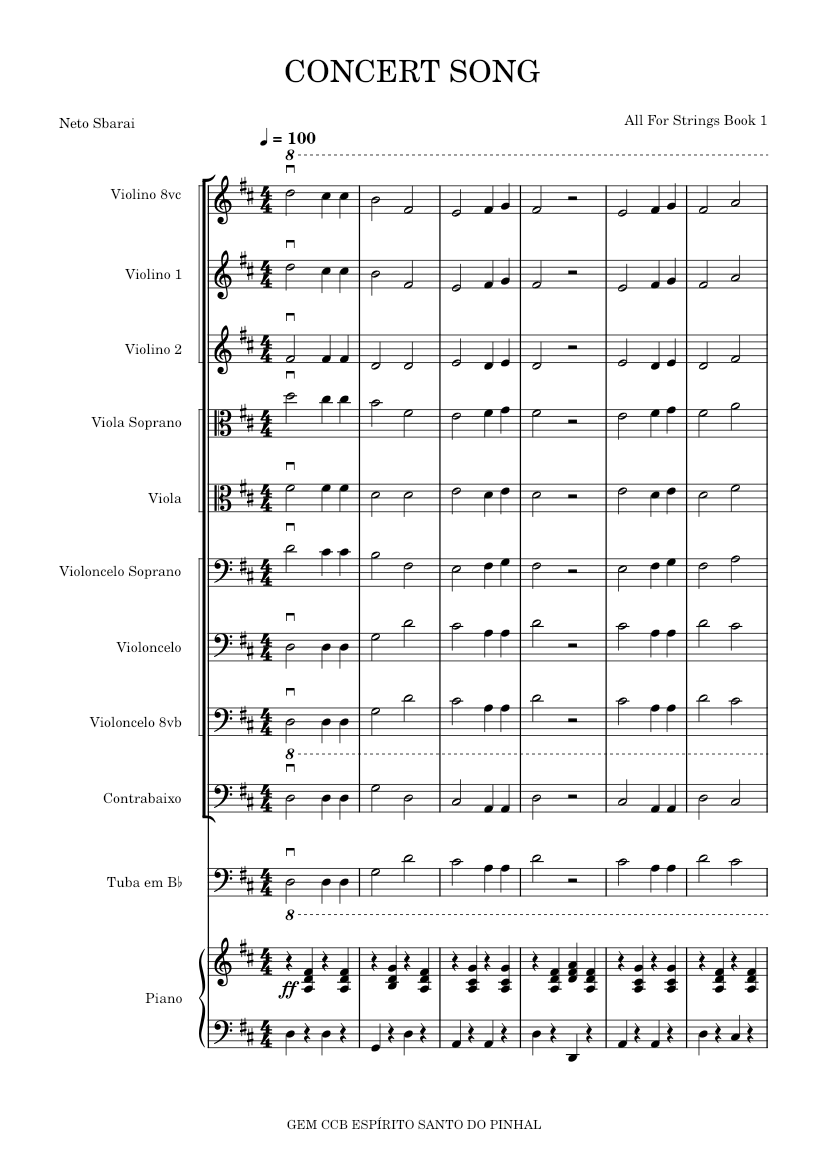 CONCERT SONG – All For Strings Book 1 Sheet music for Piano, Tuba ...