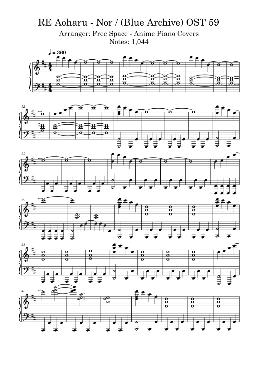 016 - RE Aoharu - Nor / Blue Archive OST 59 Sheet music for Piano (Solo) Easy | Musescore.com